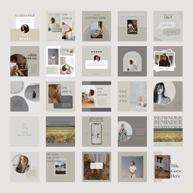 25 Grey Instagram Post Templates| Modern Templates| Engagement| Canva ...