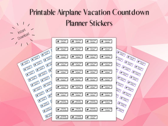 Printable Airplane Vacation Countdown Stickers - Etsy