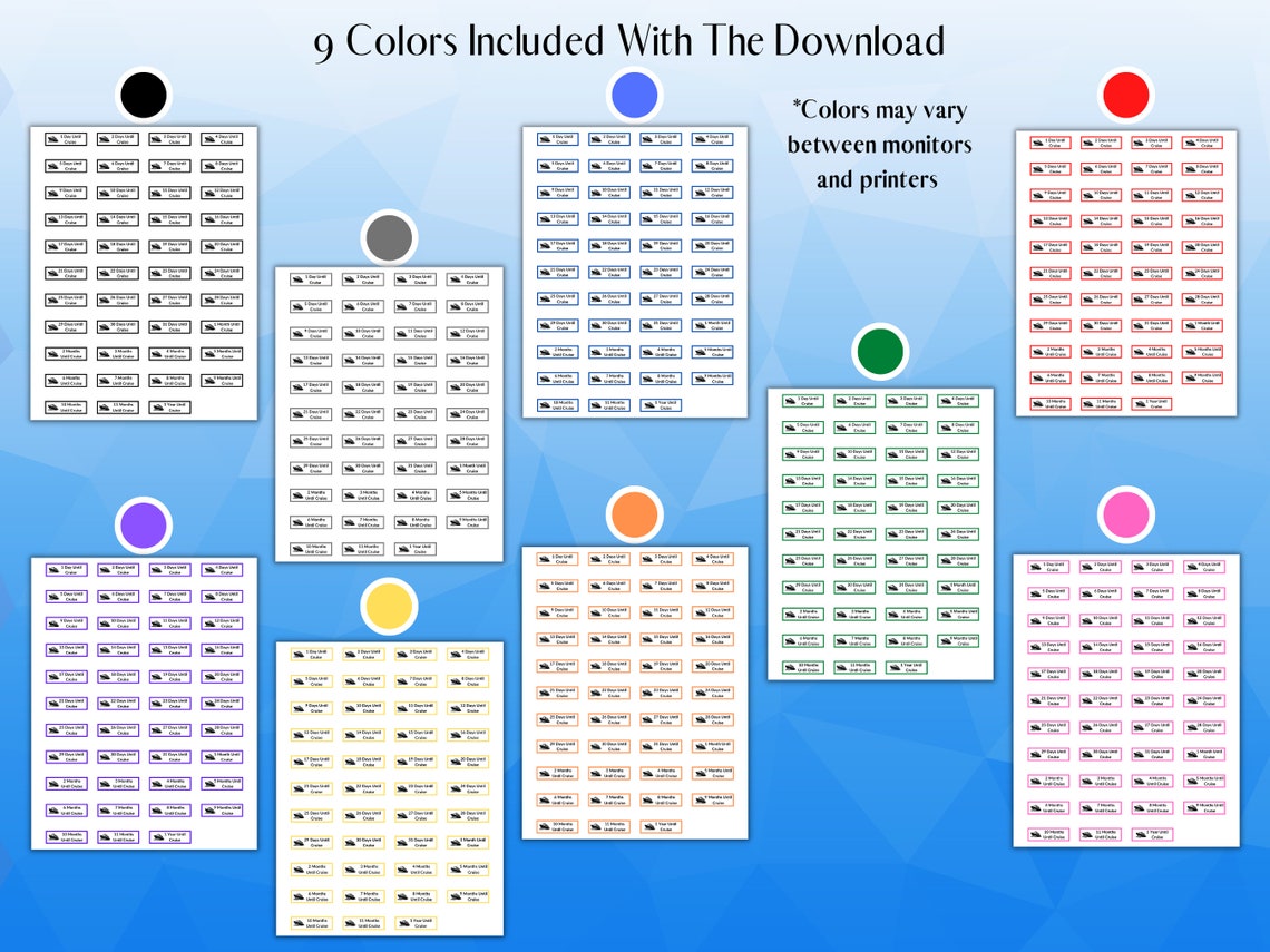 Printable Cruise Countdown Planner Stickers - Etsy