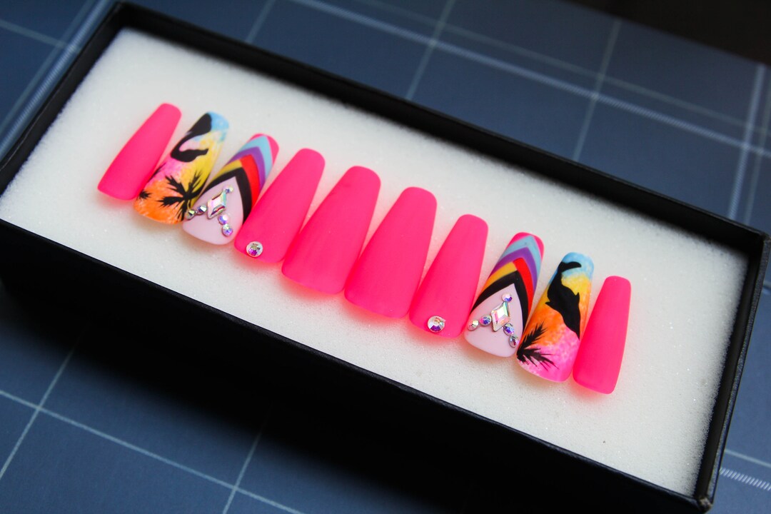 Hot Summer Press on Nails Luxury Glue on Nails Salon Quality Fake Nails ...