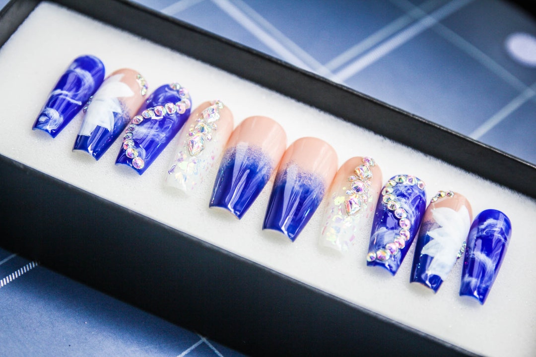 Shore Press on Nails | Beige Luxury Glue on Nails | Salon Bridal Fake ...