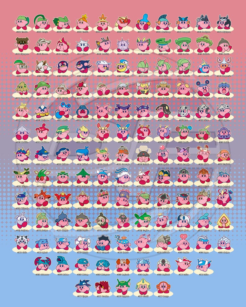 Gen 3 Pokémon Kirby Hats - Art Print - Etsy
