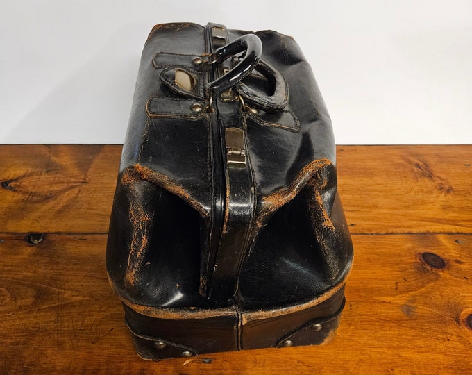 1920's Leather Doctors Medical Bag...original Old Cowhide Leather ...