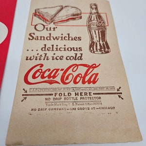 1930's to 1950's Coca Cola....lot of 3 Paper Bottle Hangers and Bottle ...