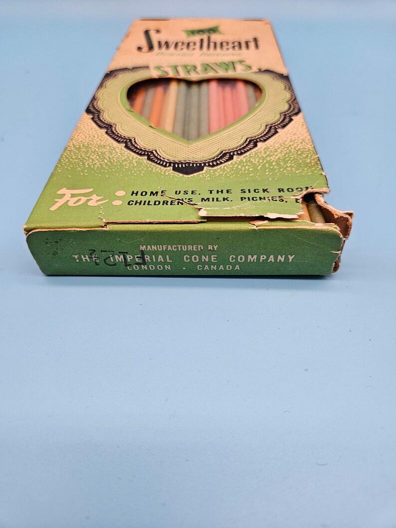 1930's N.O.S. Sweetheart Straws in Original Box...soda Fountain Salvage ...