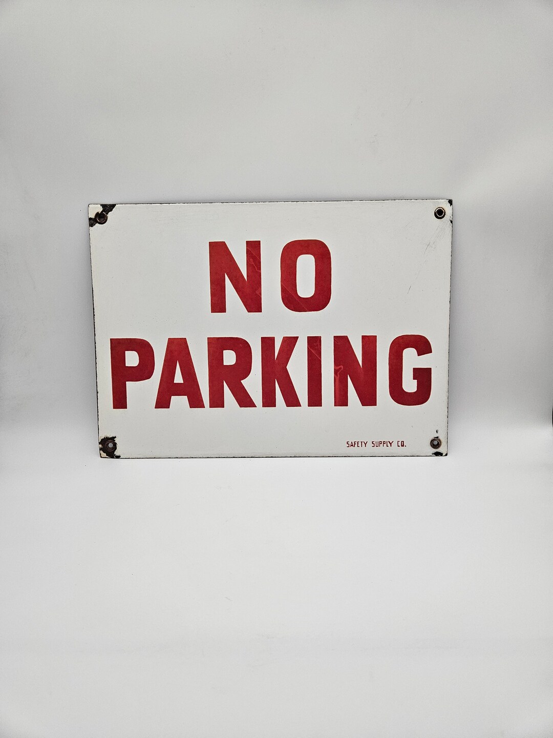 Vintage 1950's "no Parking" Sign...original Porcelain Enamel...hotel ...