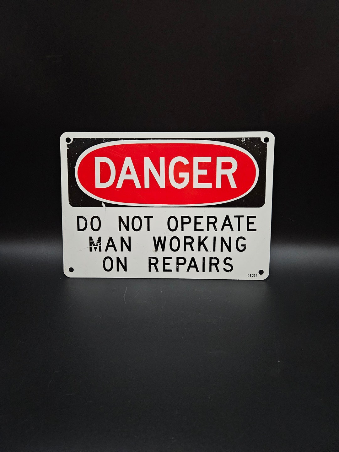1950's "danger Do Not Operate Man Working on Repairs" Sign...industrial ...