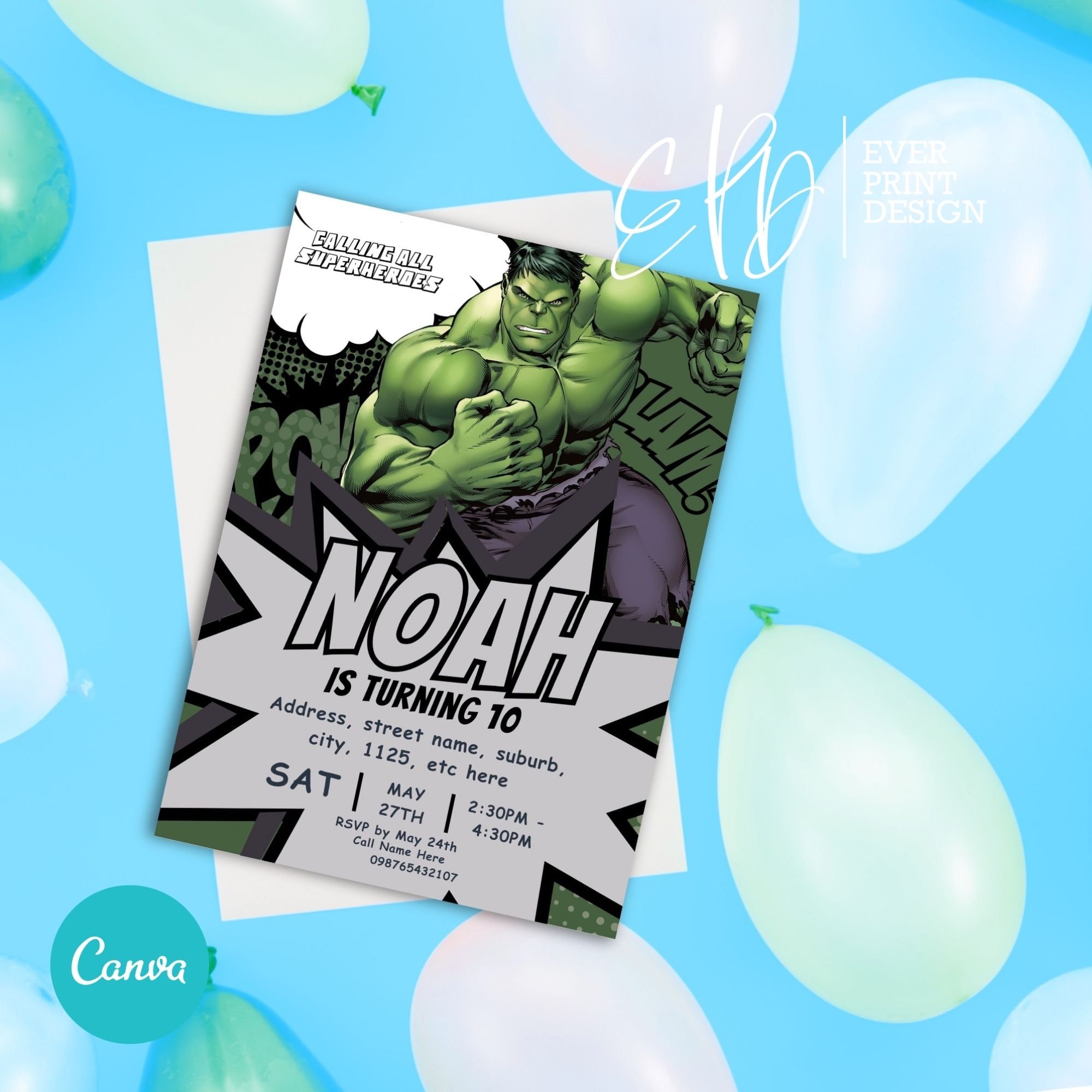 Hulk Birthday Invitation, the Incredible Hulk Birthday Invitation ...