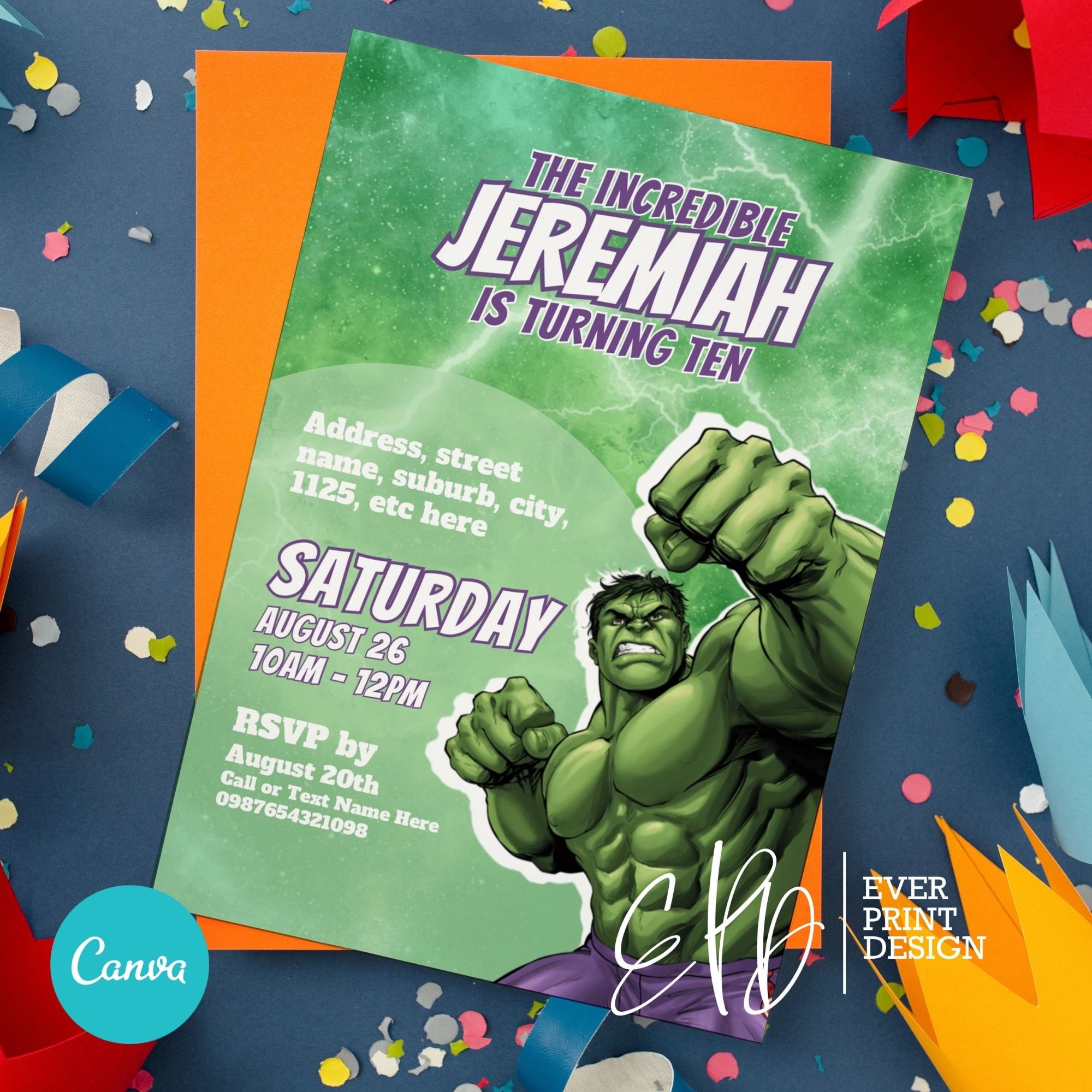 The Incredible Hulk Birthday Invitation Template, Avengers Hulk ...