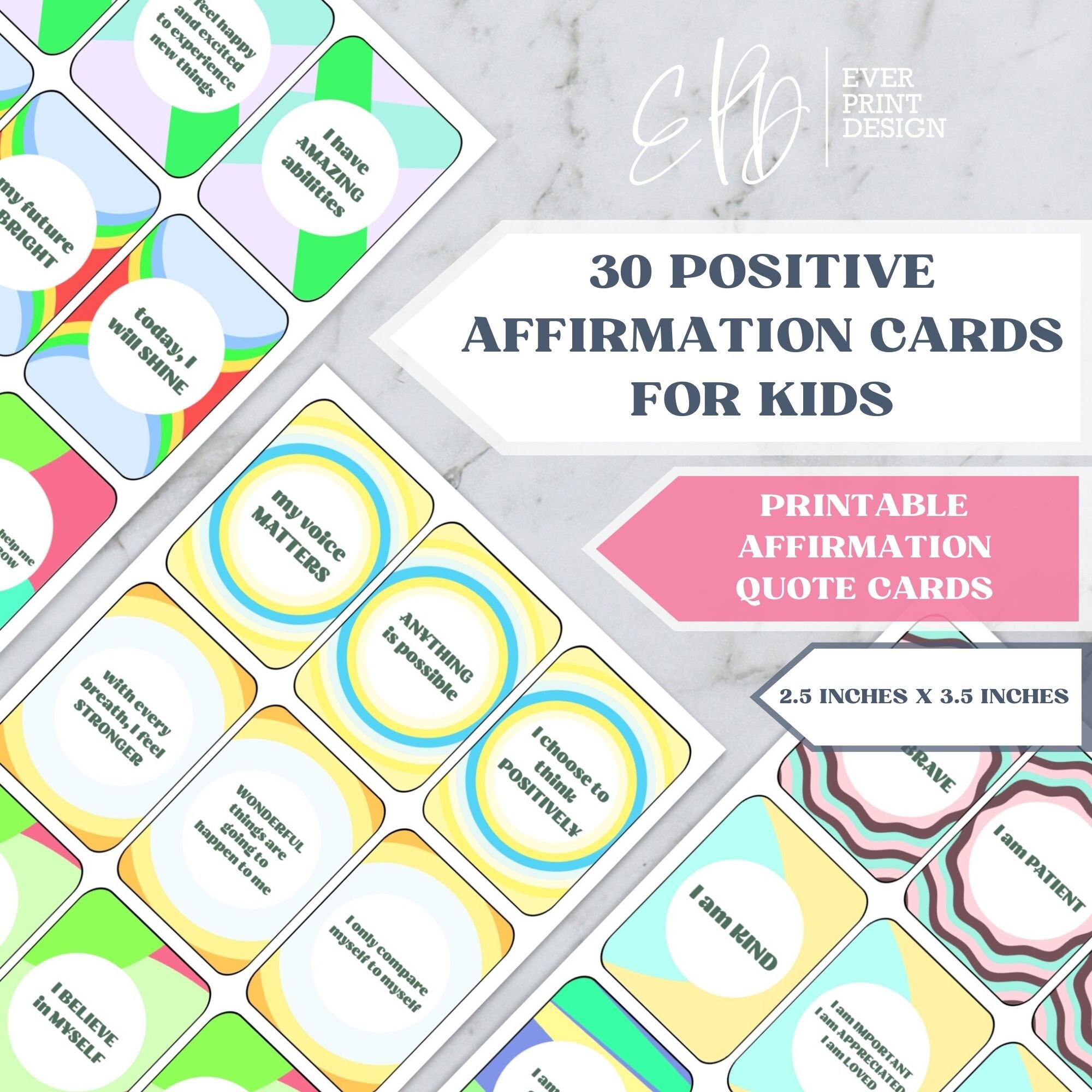 Positive Affirmation Cards for Kids Mindfulness for Kids - Etsy