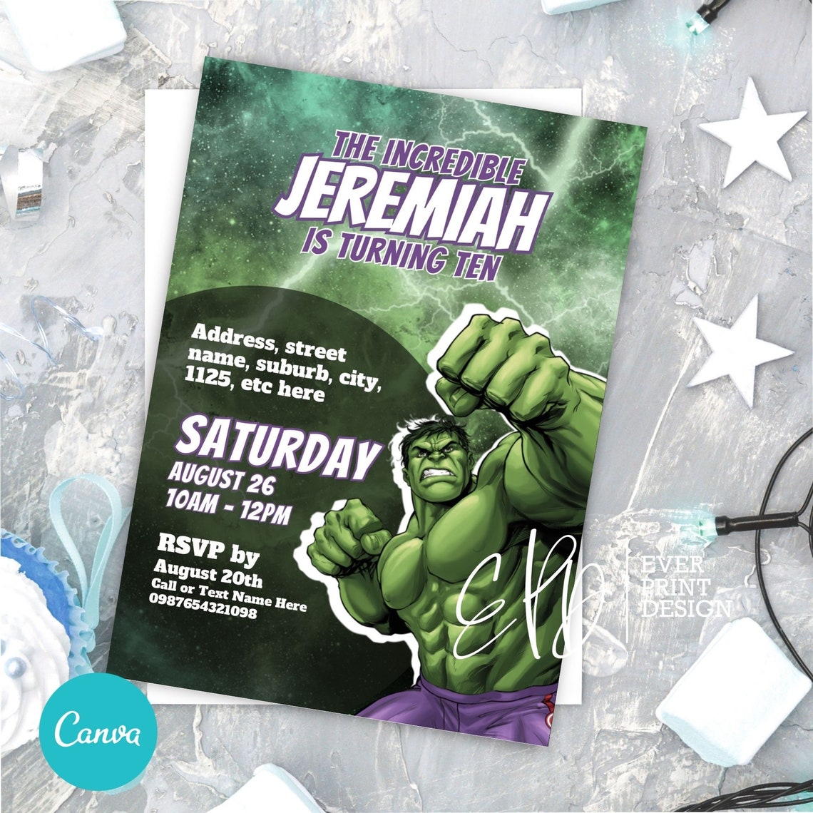 The Incredible Hulk Birthday Invitation Template, Avengers Hulk ...