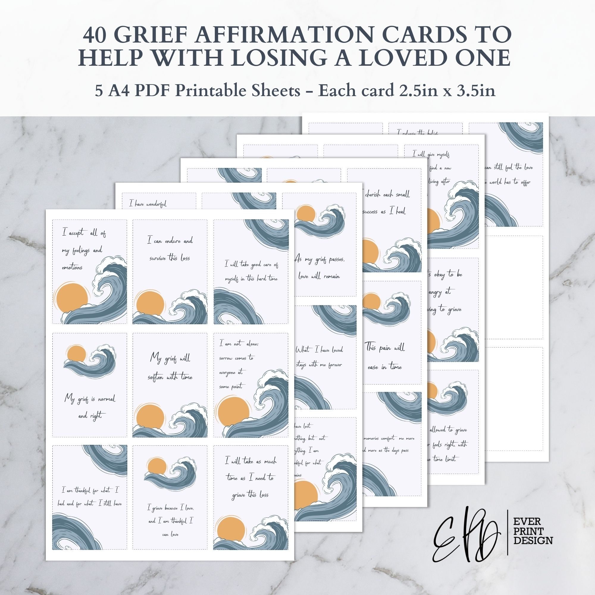 40 Grief Affirmation Cards Digital, Printable Grief Coping Cards ...
