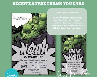 The Incredible Hulk Birthday Invitation Template, Avengers Hulk ...