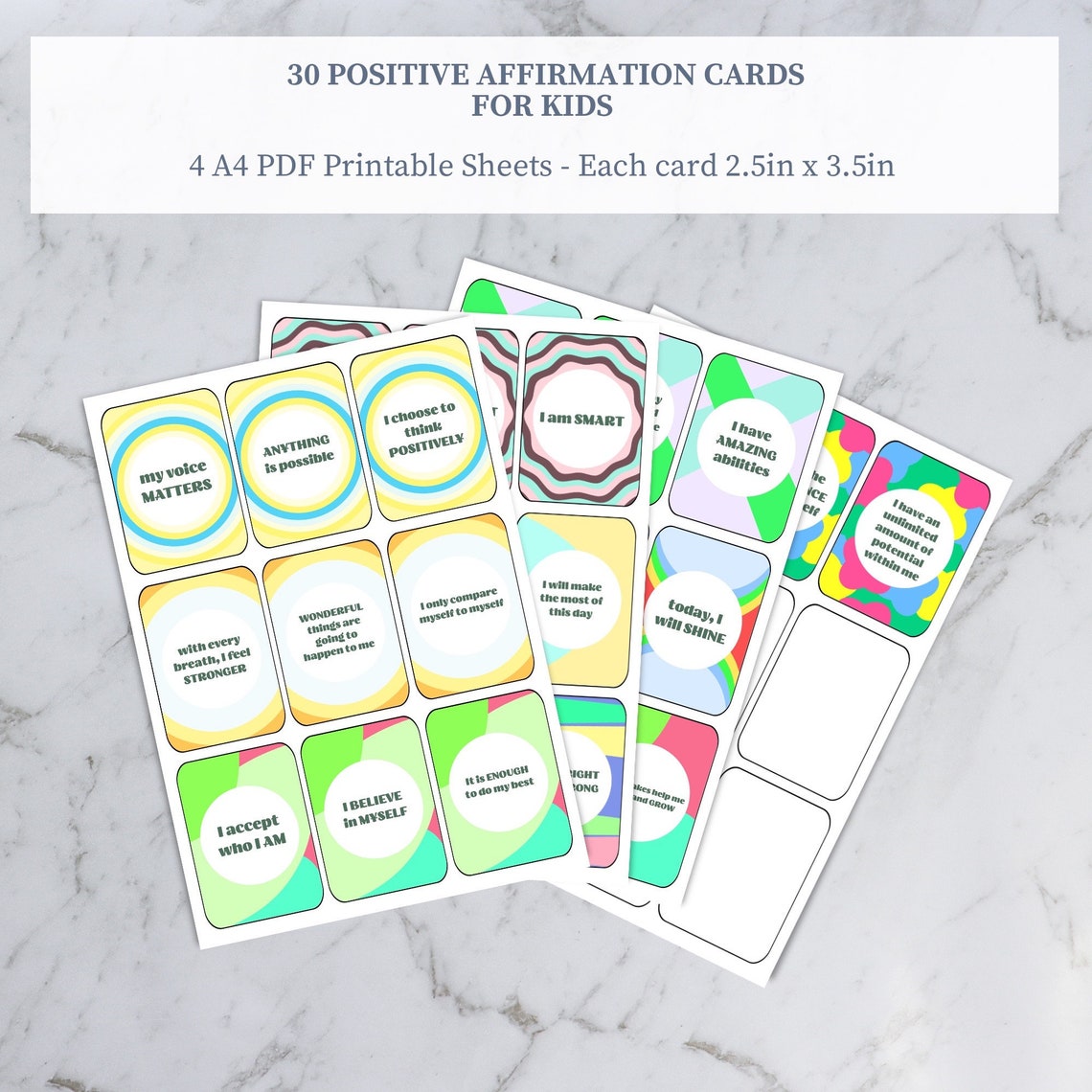 Positive Affirmation Cards for Kids, Mindfulness for Kids, Quote Cards ...
