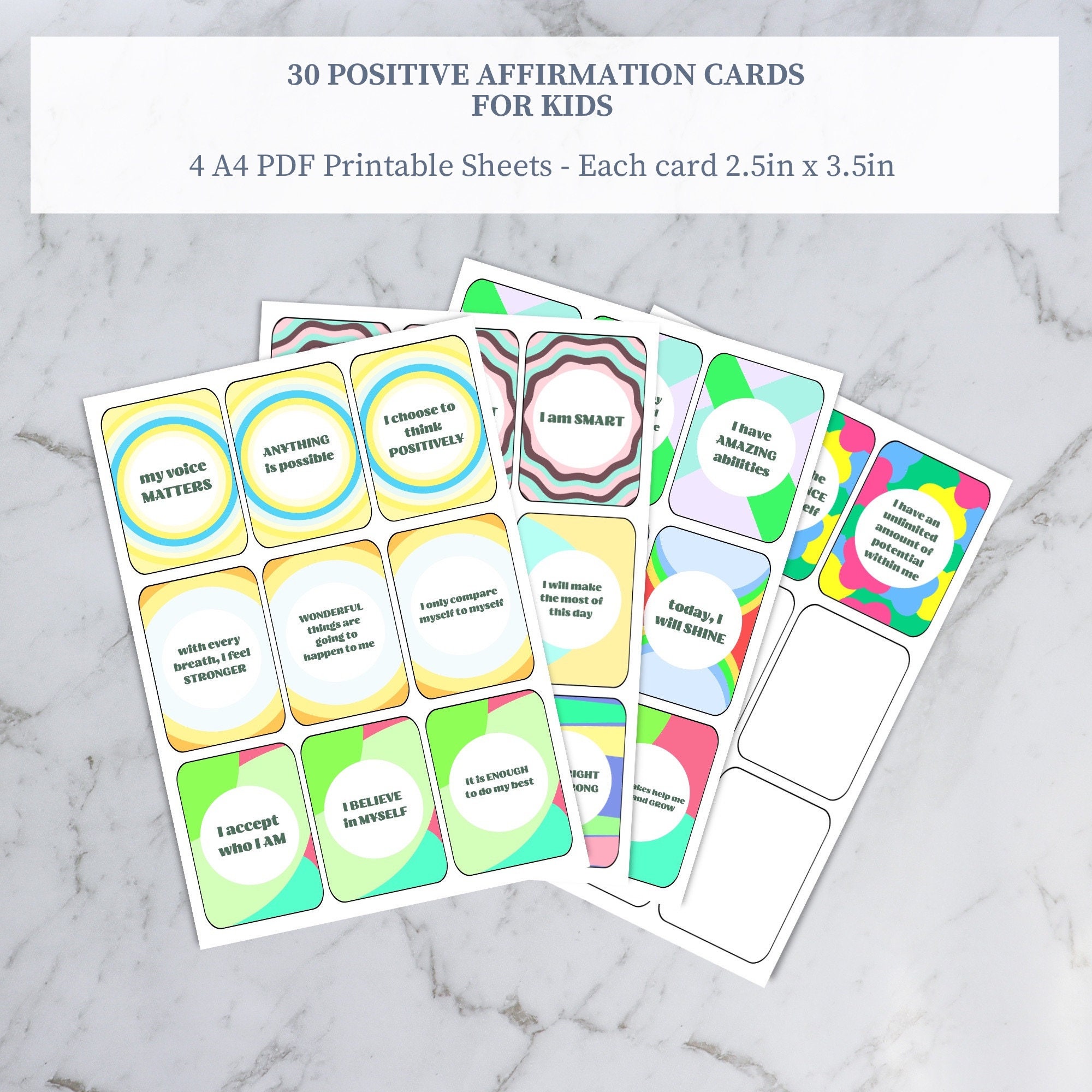 Positive Affirmation Cards for Kids, Mindfulness for Kids, Quote Cards ...