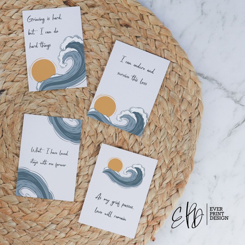 40 Grief Affirmation Cards Digital, Printable Grief Coping Cards ...