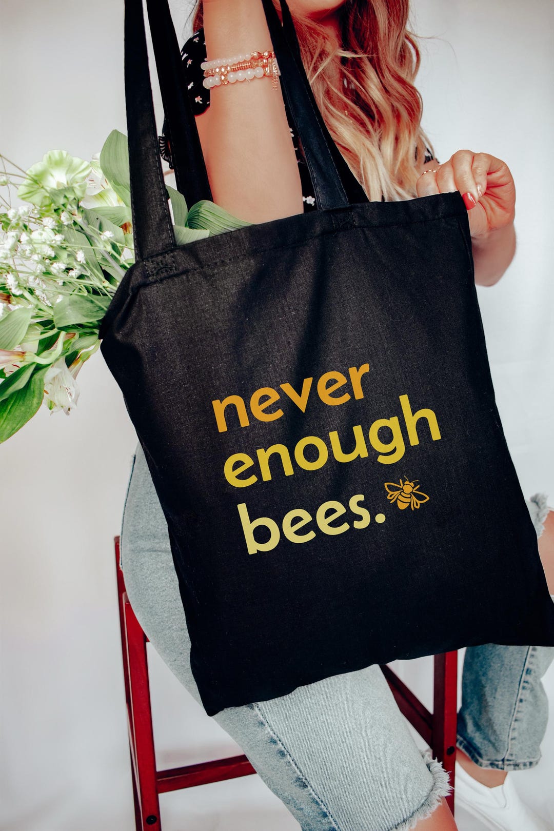 Cute Beekeeping Tote Bag Never Enough Bees Gift for Beekeeper Bee Lover ...