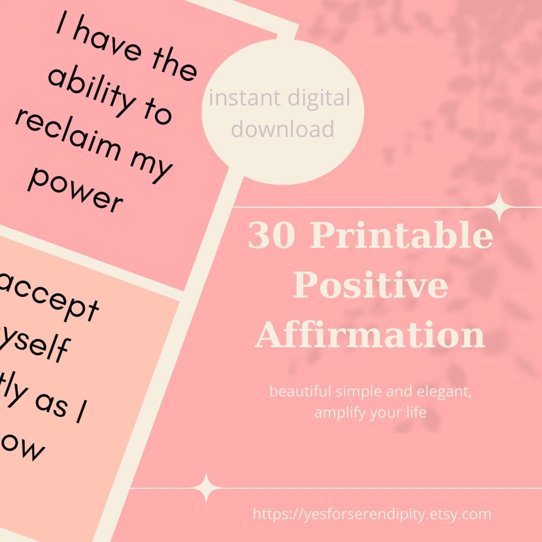 30 Printable Positive Affirmation Cards Motivational Cards Self Care