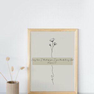 Minimalistic Philippians 1:3 Bible Verse Digital Print, Art Decor ...