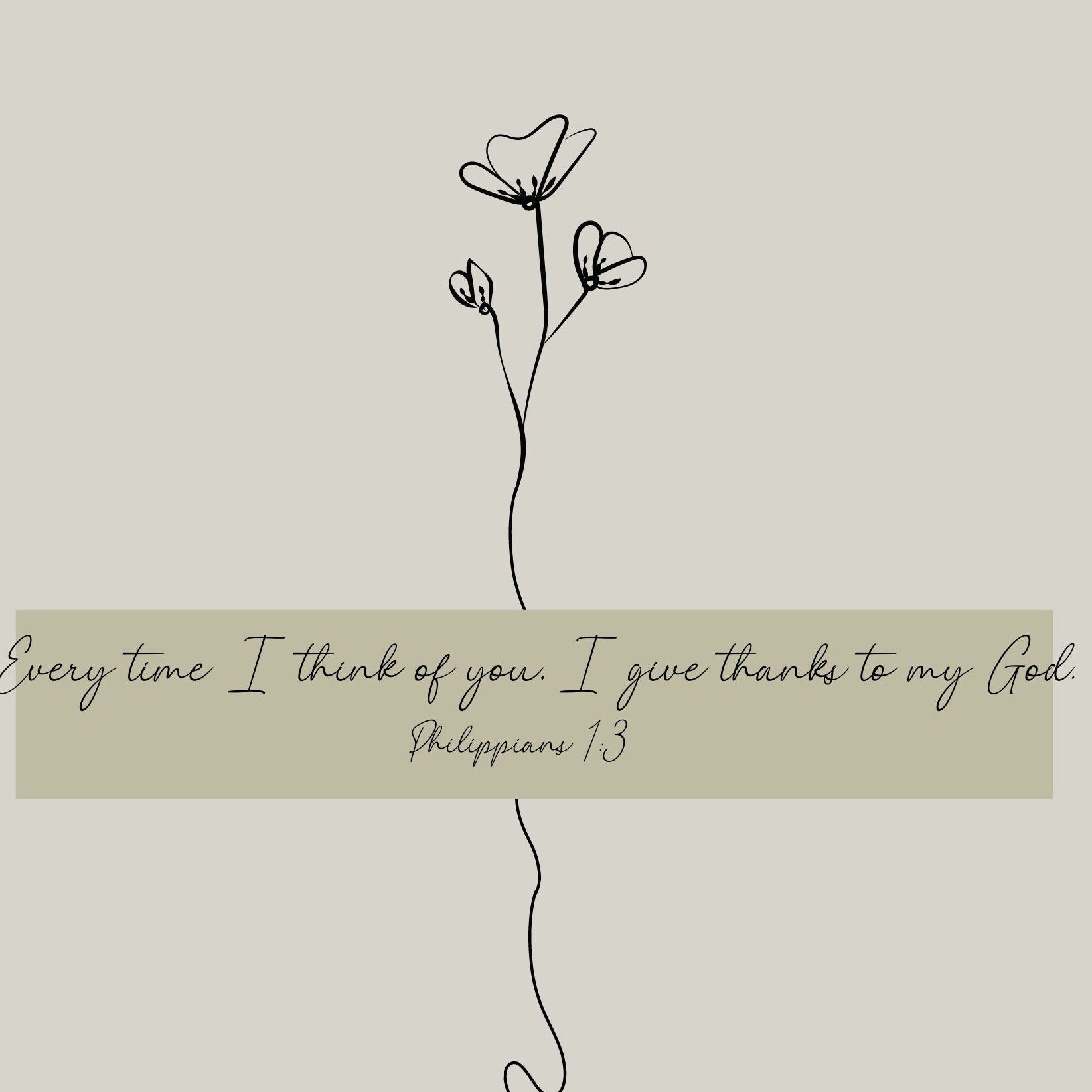 Minimalistic Philippians 1:3 Bible Verse Digital Print, Art Decor ...