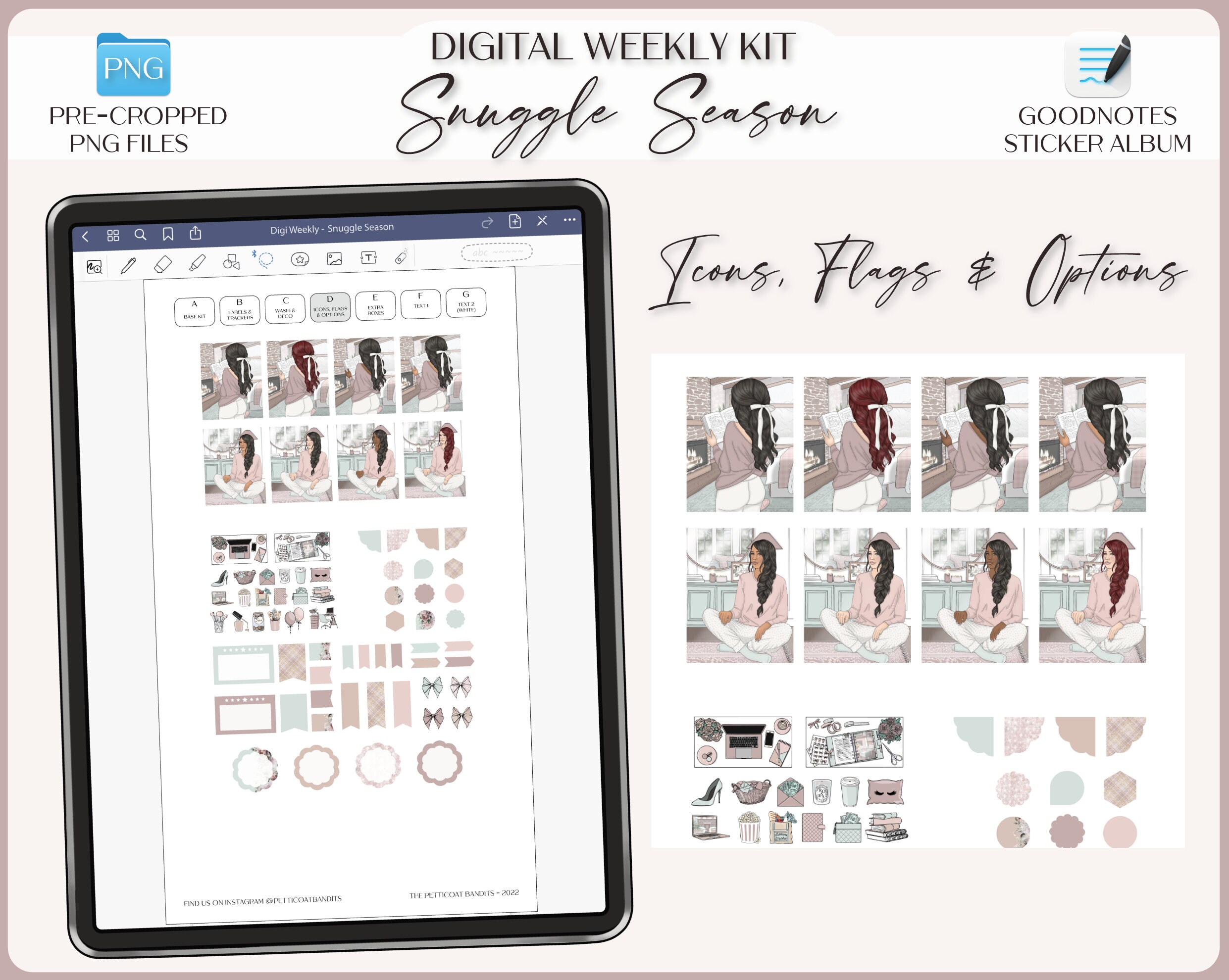 Digital Stickers for Goodnotes | Weekly Planner Kit | iPad Goodnotes ...