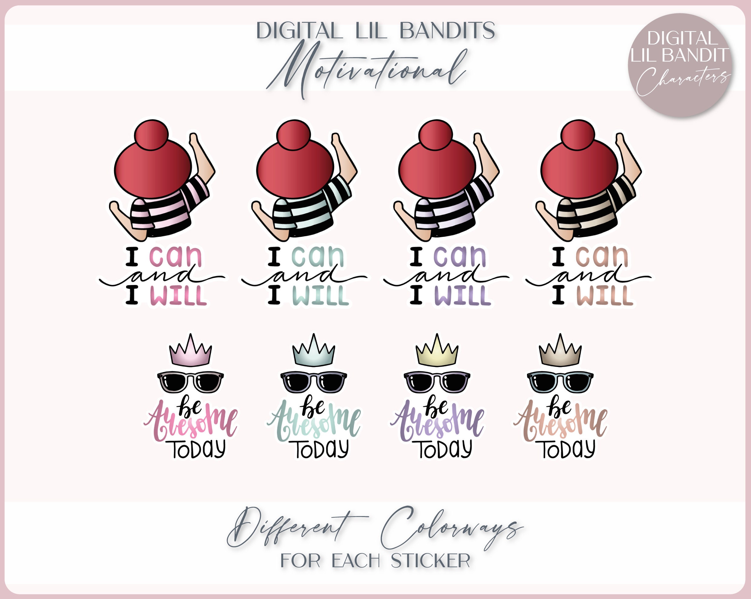 Lil' Bandit - Motivational | Digital Character Stickers | iPad Cartoon ...