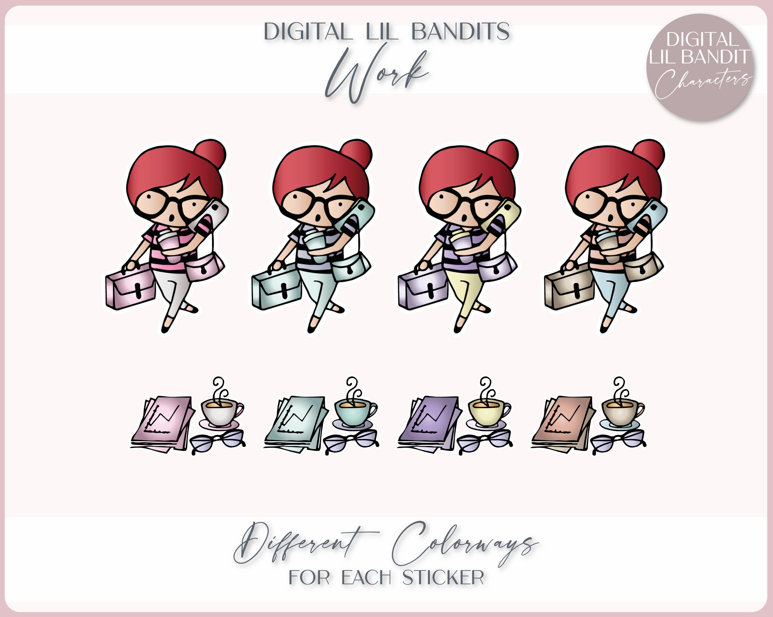 Lil' Bandit - Work | Digital Character Stickers | iPad Cartoon Stickers ...