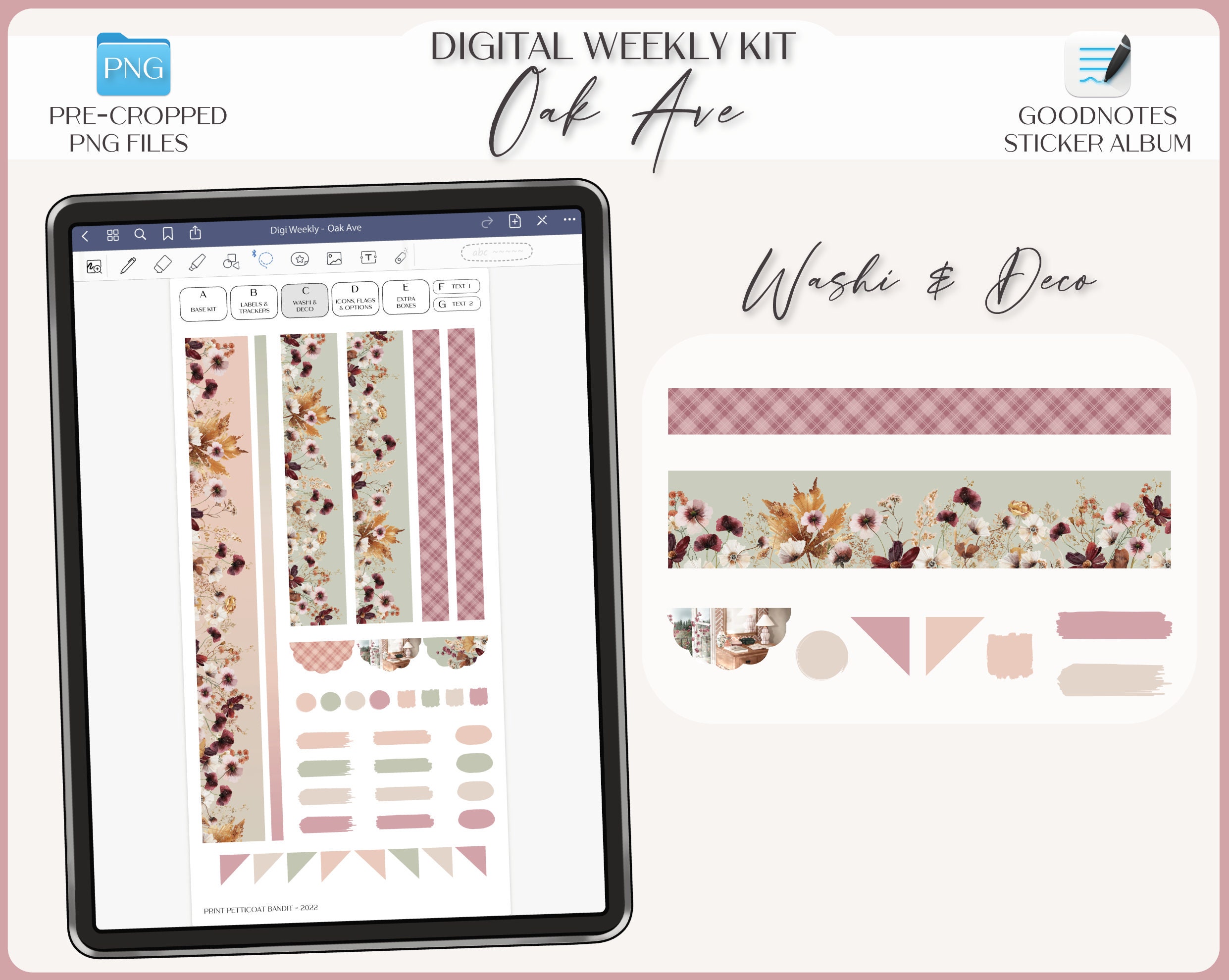 Digital Stickers for Goodnotes | Weekly Planner Kit | iPad Goodnotes ...
