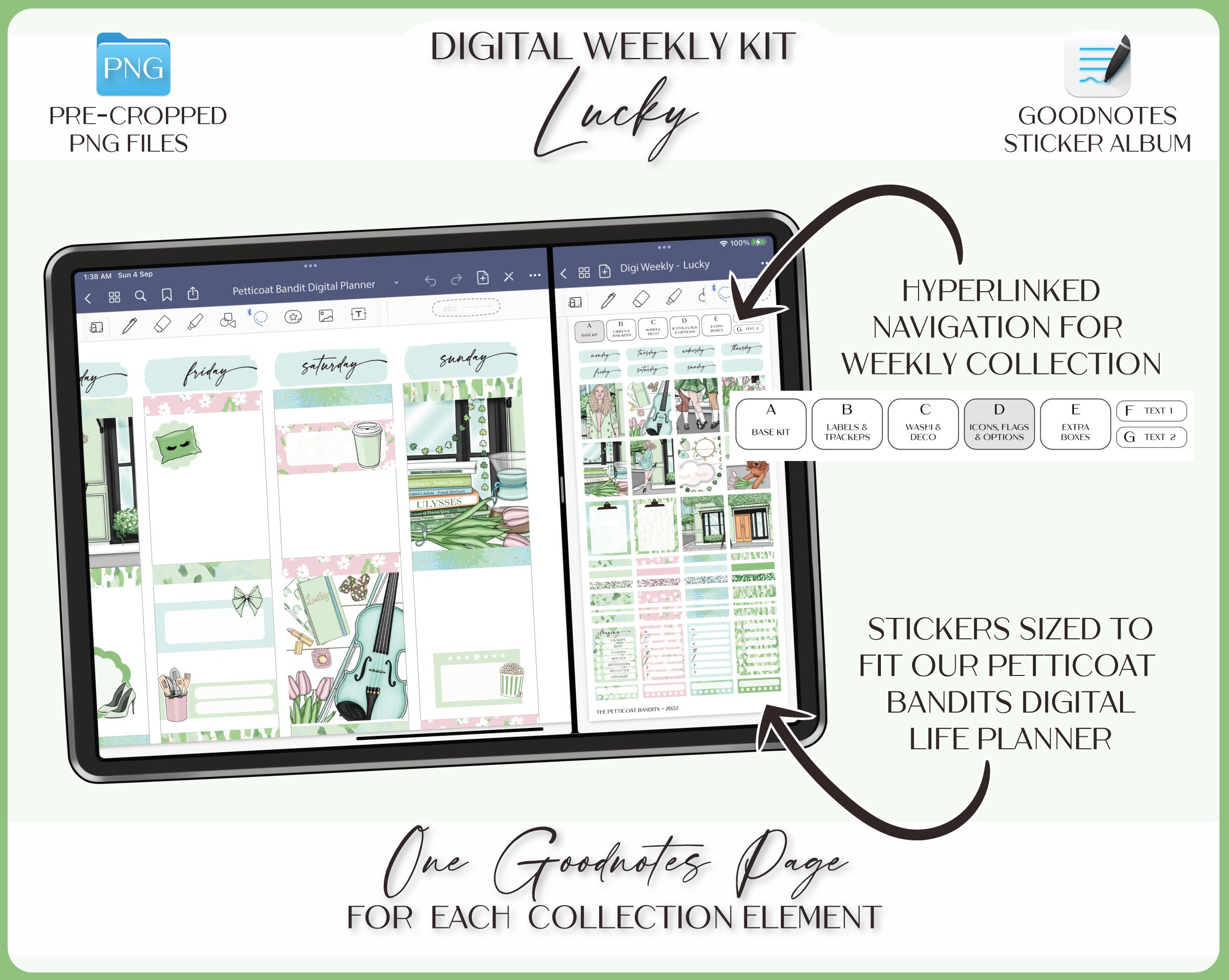 Digital Stickers for Goodnotes Weekly Planner Kit iPad Goodnotes ...