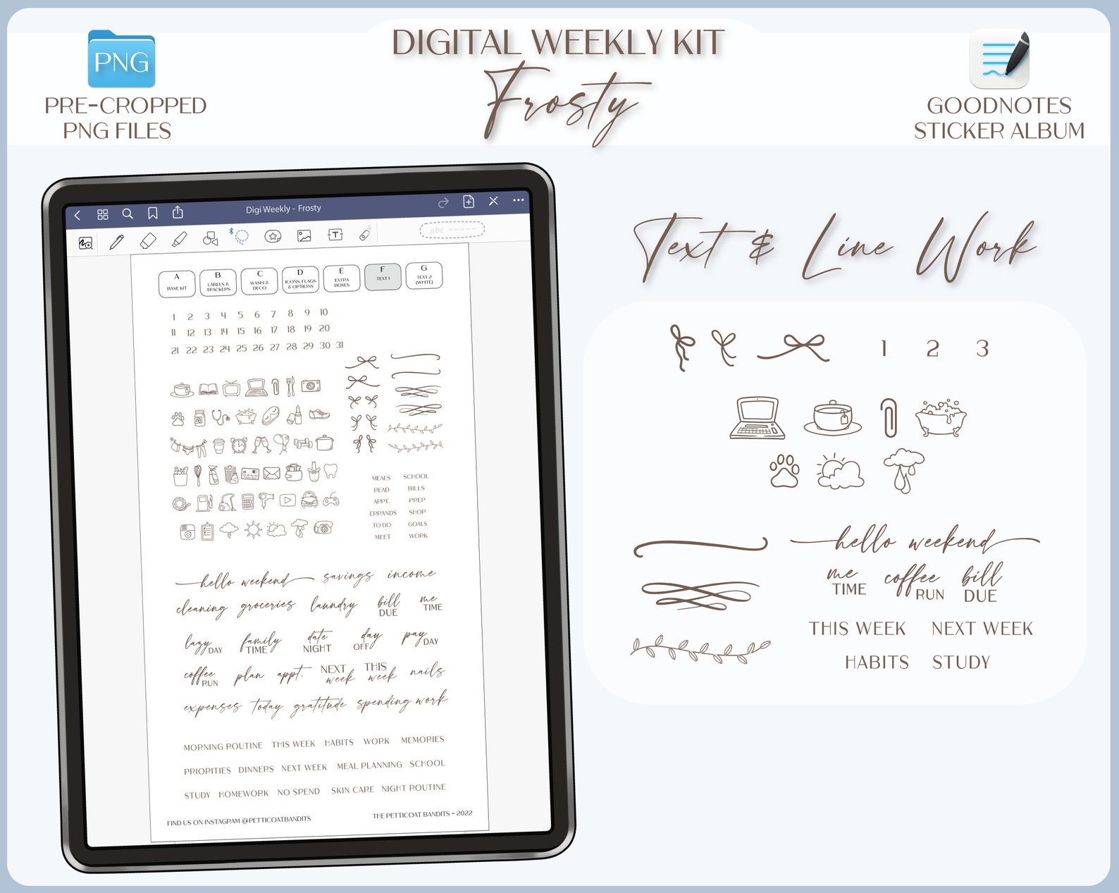 Digital Stickers for Goodnotes | Weekly Planner Kit | iPad Goodnotes ...