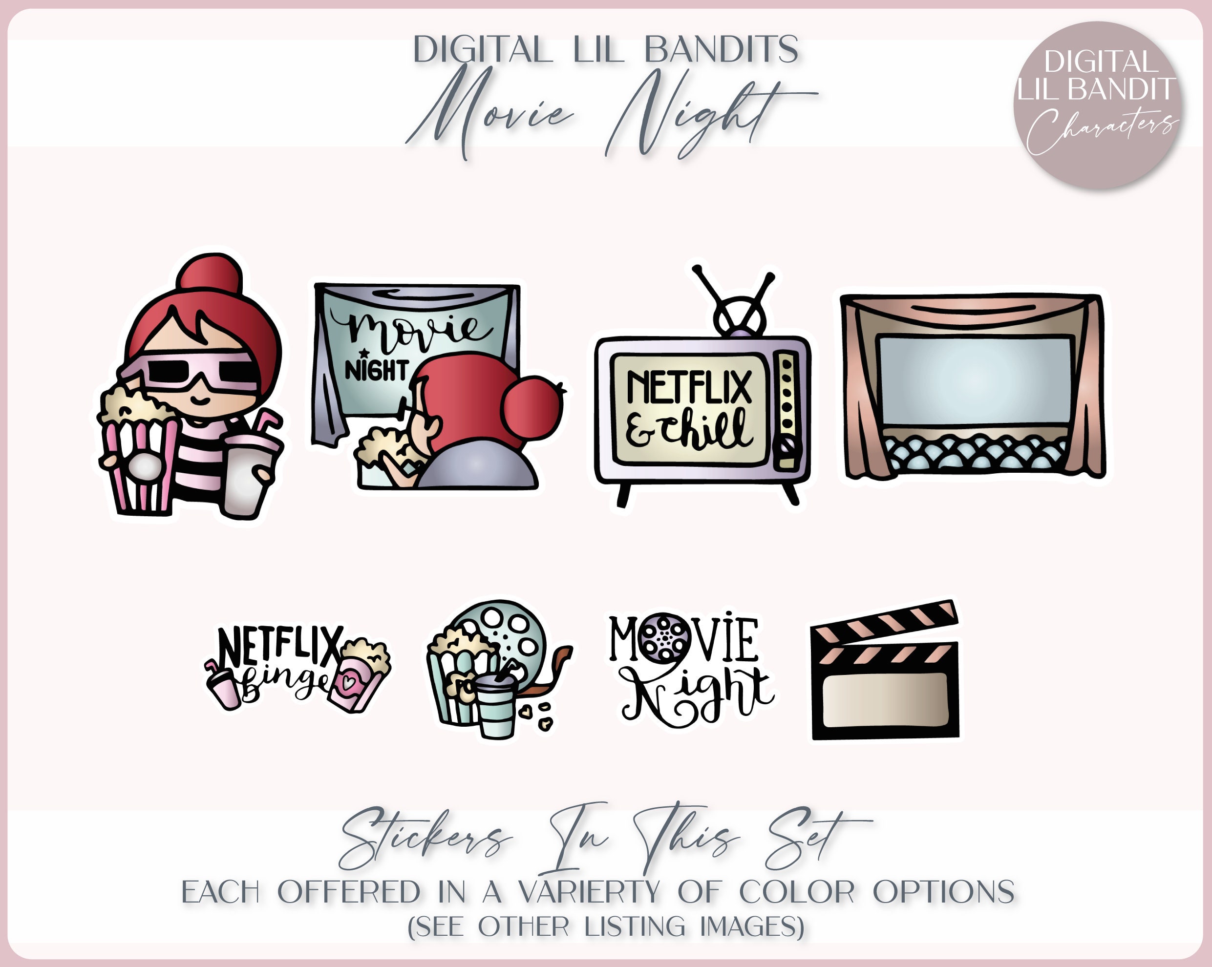 Lil' Bandit Movie Night Digital Character Stickers iPad Cartoon ...