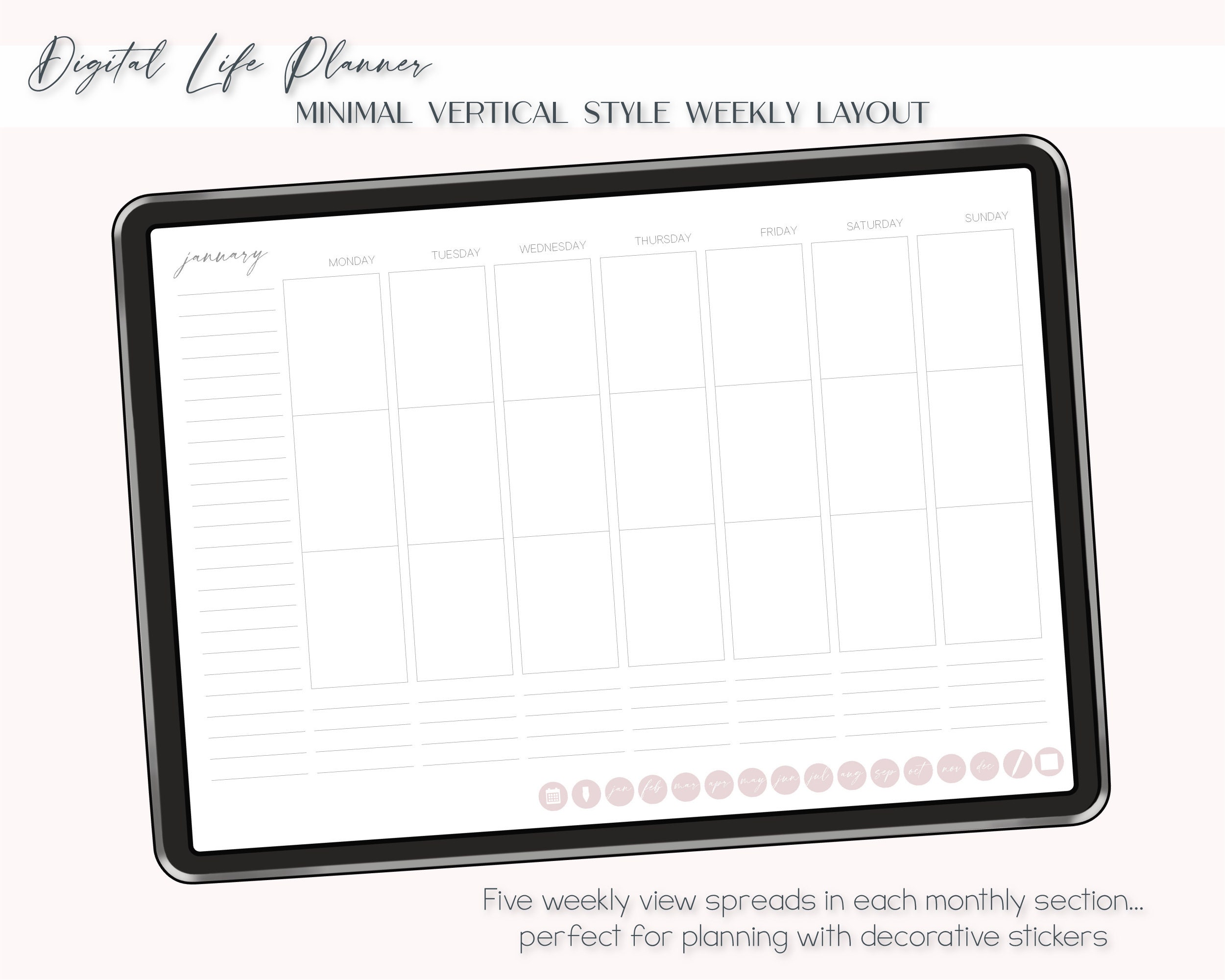 Undated Digital Life Planner Ipad Planner Minimal Digital - Etsy