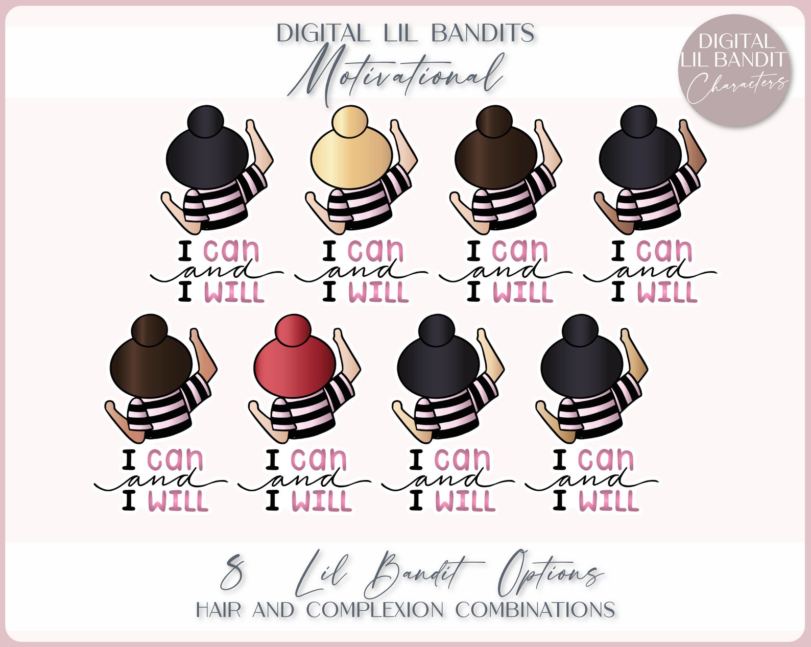 Lil' Bandit - Motivational | Digital Character Stickers | iPad Cartoon ...