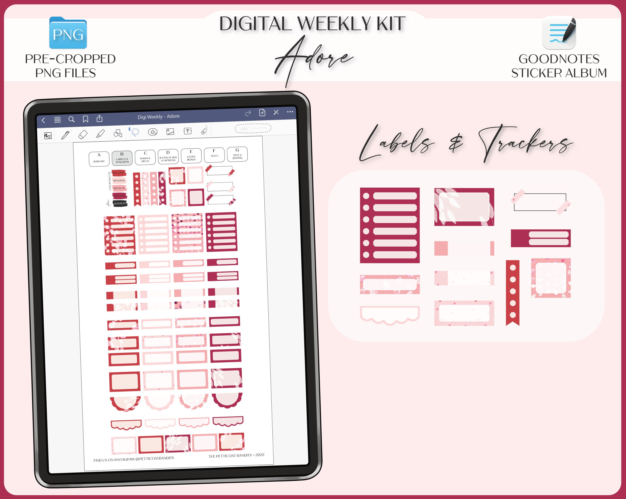 Digital Stickers for Goodnotes | Weekly Planner Kit | iPad Goodnotes ...