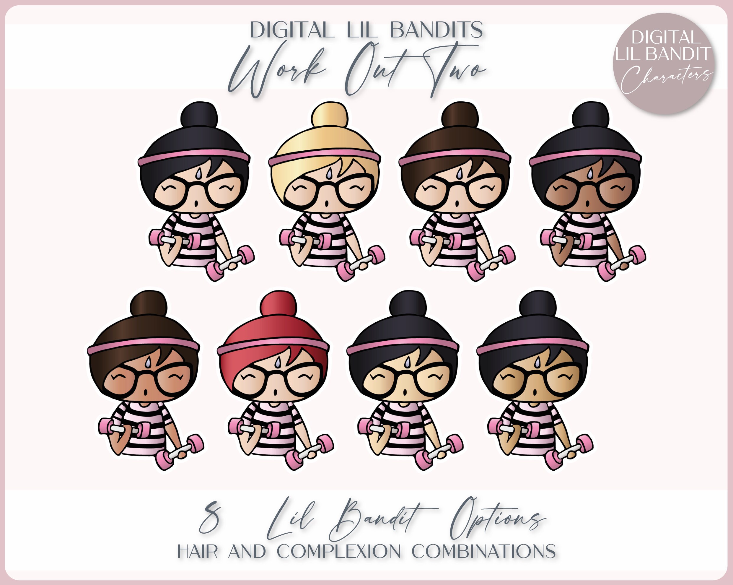 Lil' Bandit - Work Out Two | Digital Character Stickers | iPad Cartoon ...