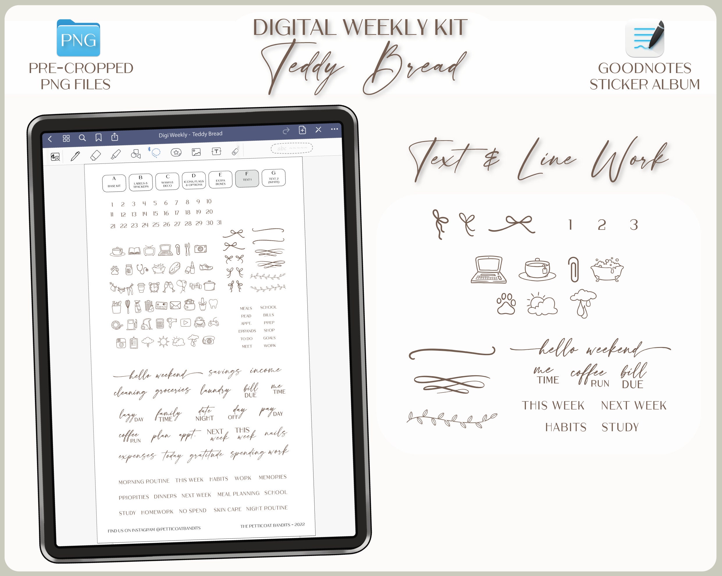 Digital Stickers for Goodnotes Weekly Planner Kit iPad Goodnotes ...