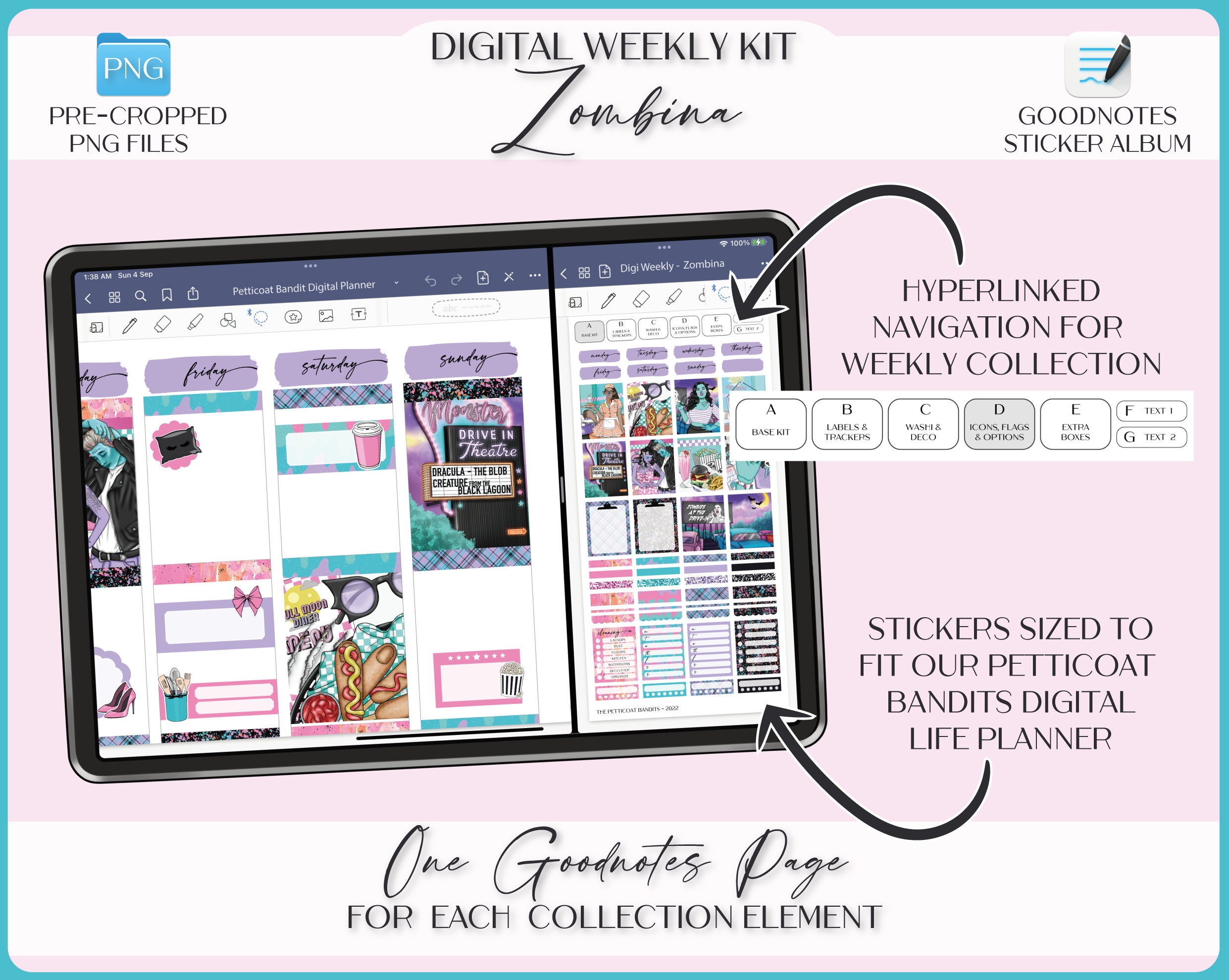 Digital Stickers for Goodnotes | Weekly Planner Kit | iPad Goodnotes ...