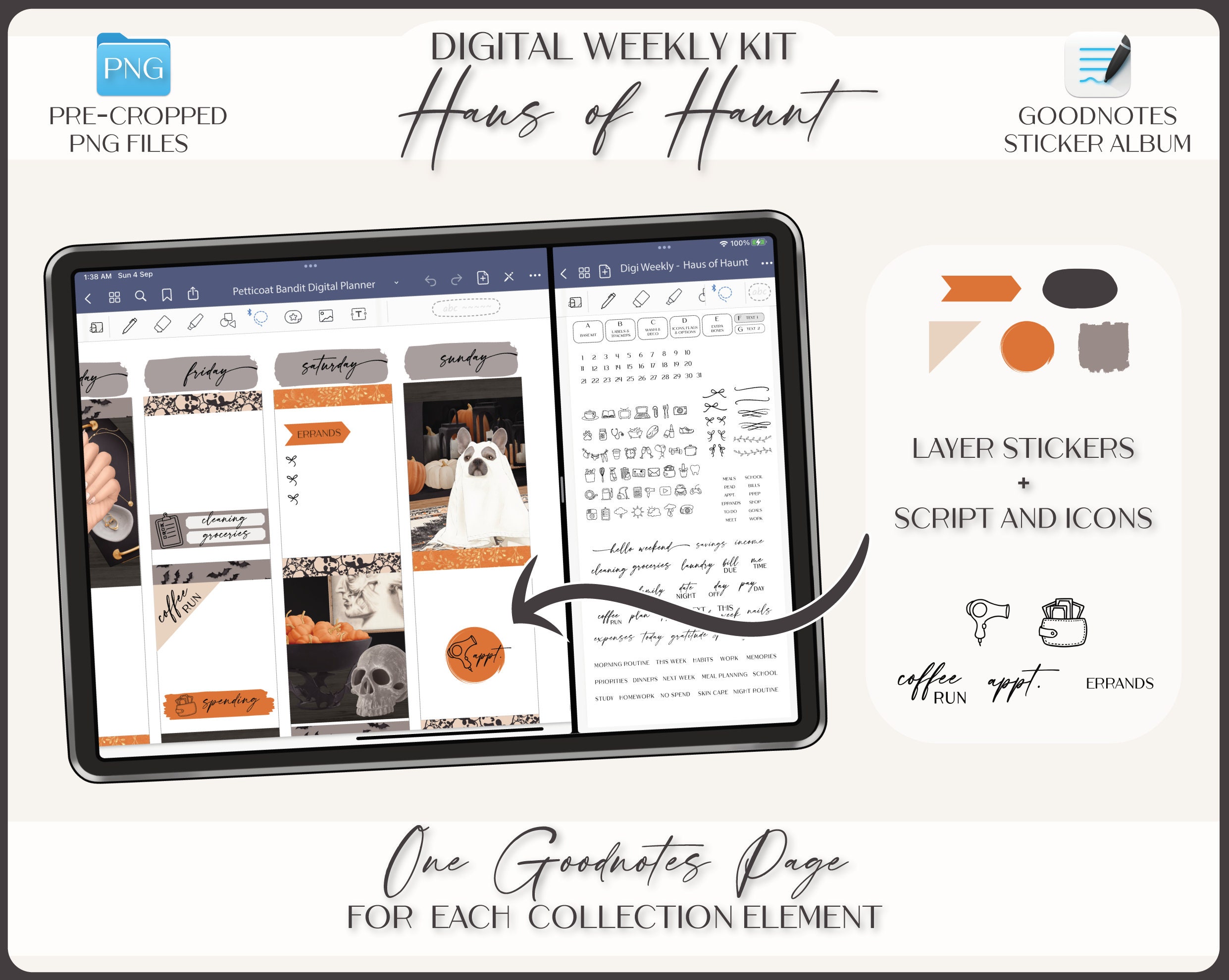 Digital Stickers for Goodnotes Weekly Planner Kit iPad Goodnotes ...