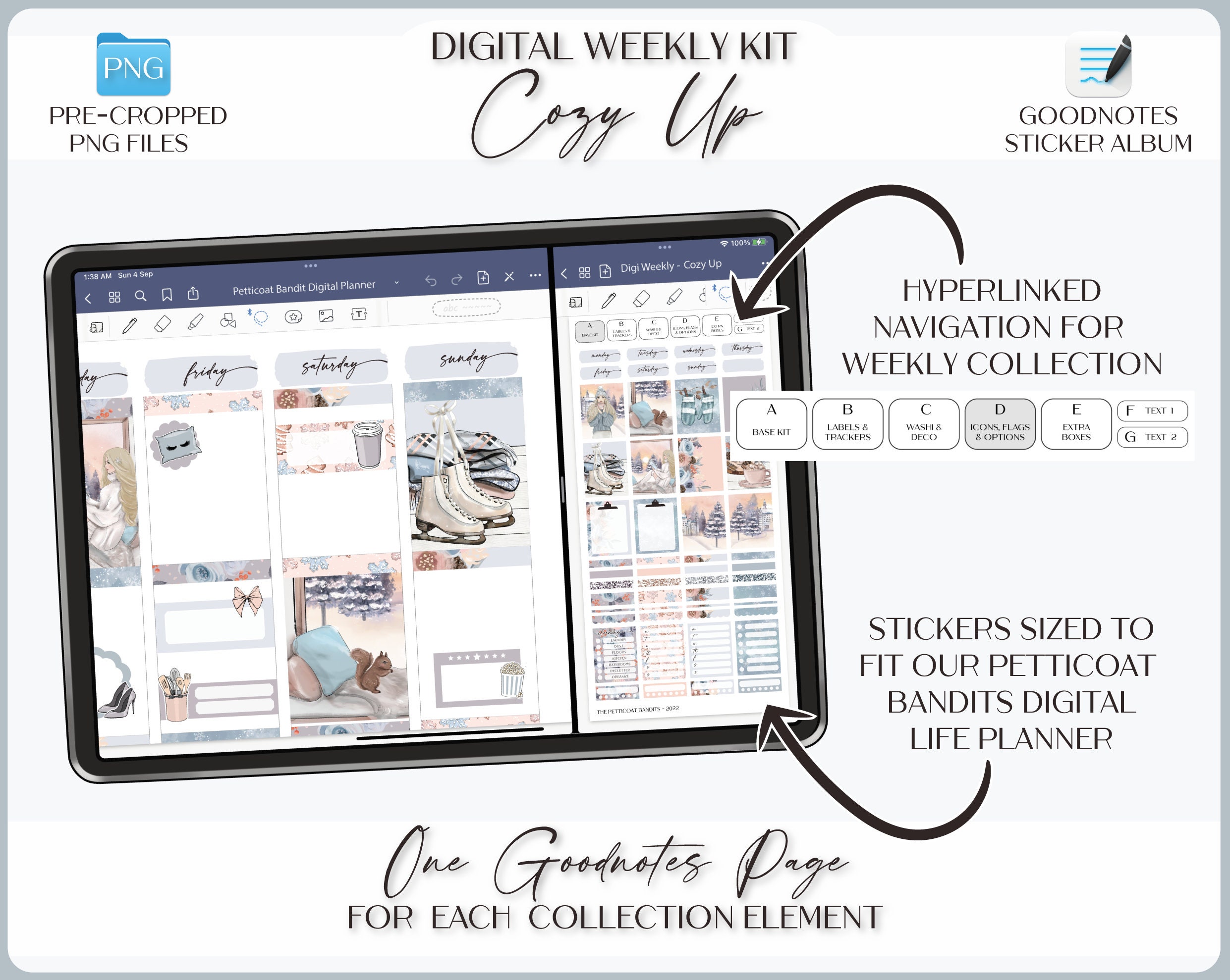 Digital Stickers for Goodnotes Weekly Planner Kit iPad Goodnotes ...