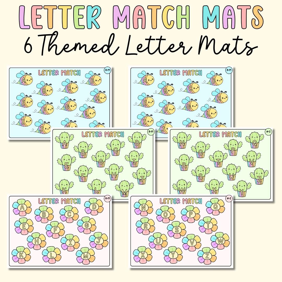 DIGITAL Alphabet Letter Matching Mats, Uppercase and Lowercase, in the ...