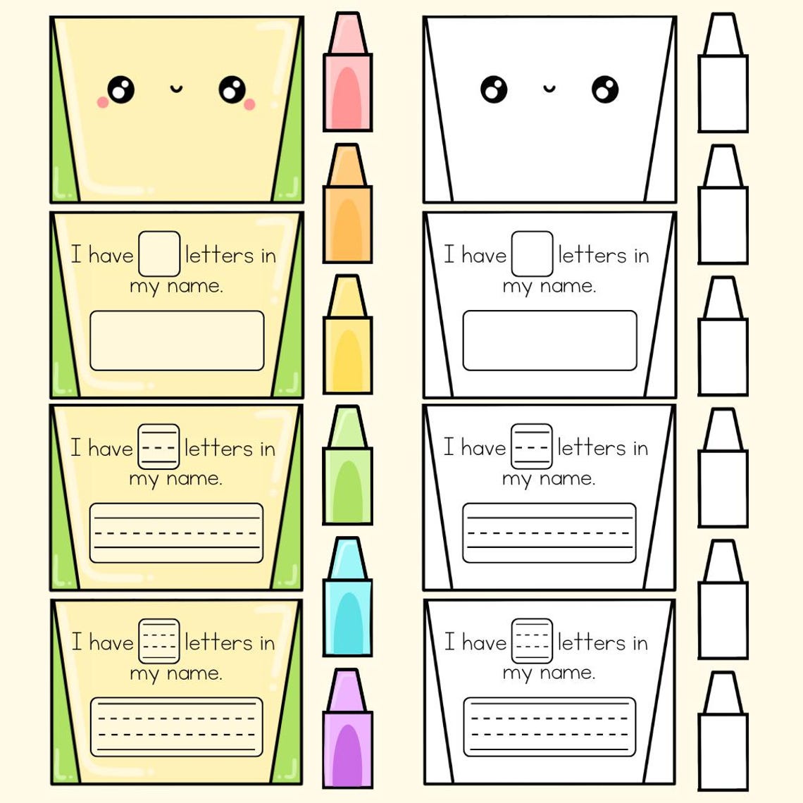 DIGITAL Crayon Name Art Craft Activity, Back to School Craft, Fine ...