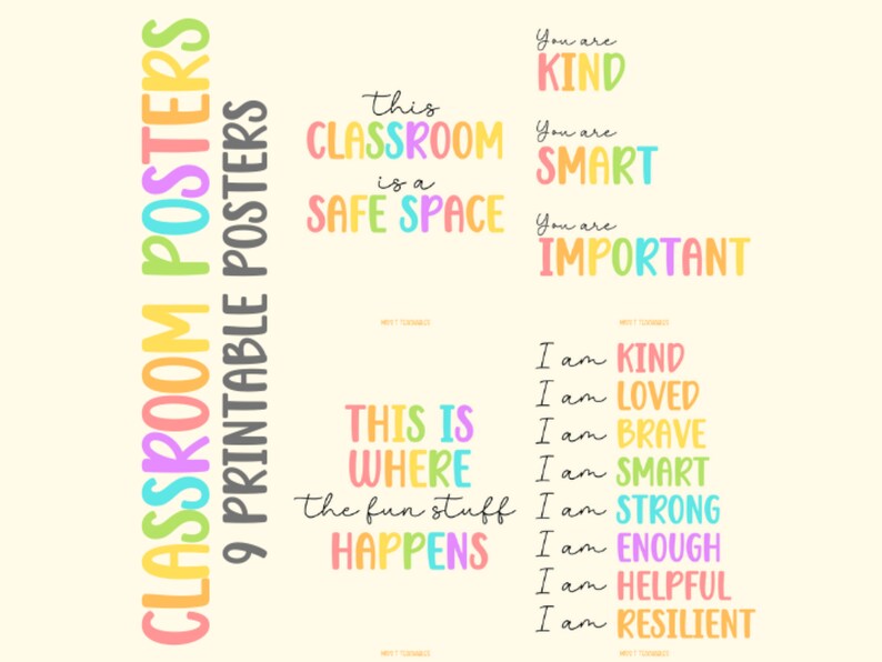 DIGITAL Positive Affirmations Poster, Classroom Art, Motivational ...