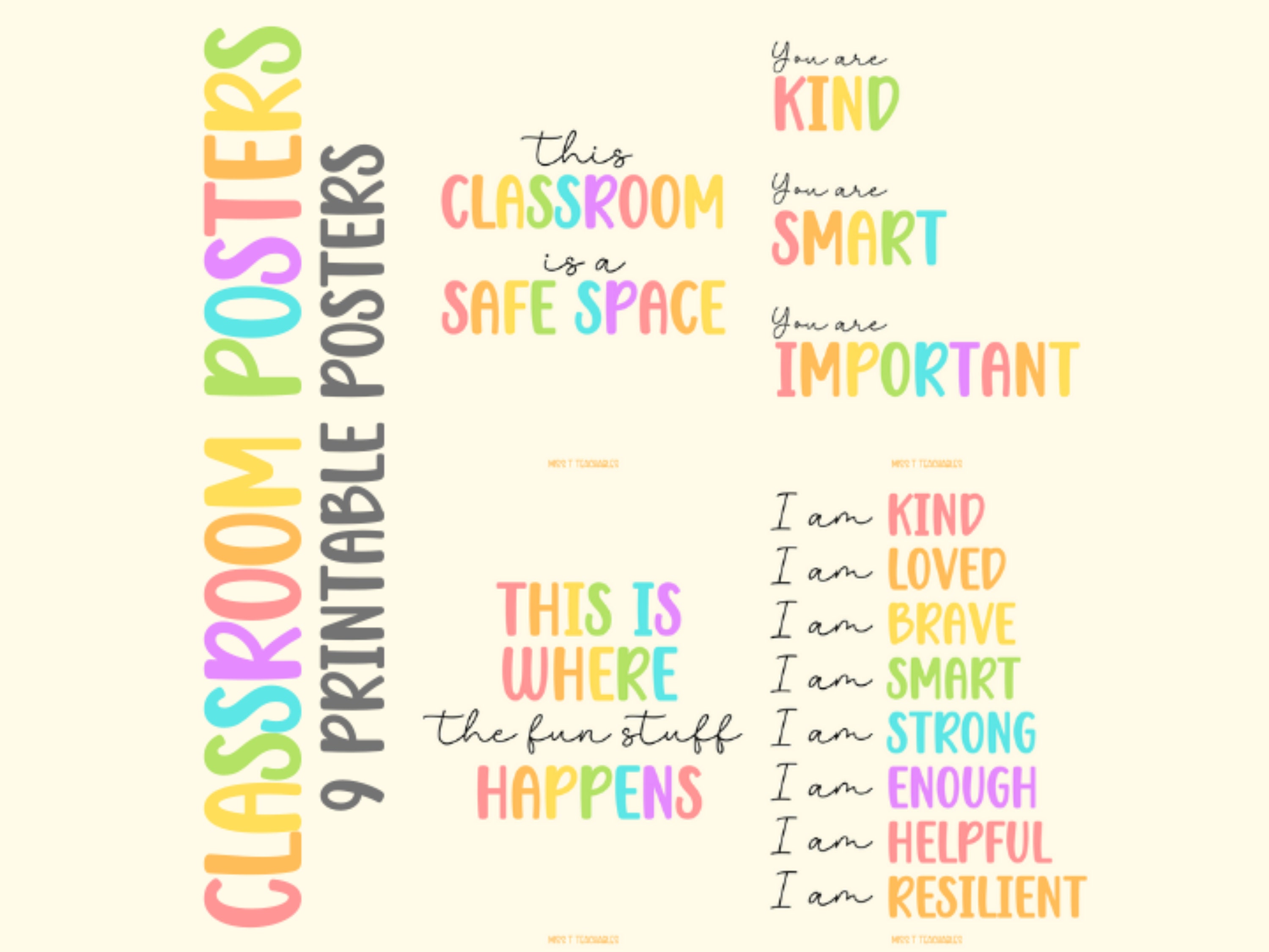 DIGITAL Positive Affirmations Poster, Classroom Art, Motivational ...