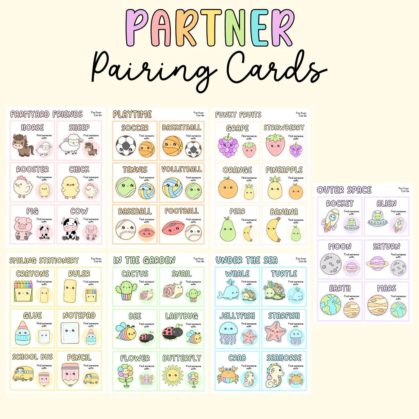DIGITAL Partner and Group Pairing Cards | Teachers, Educators and ...