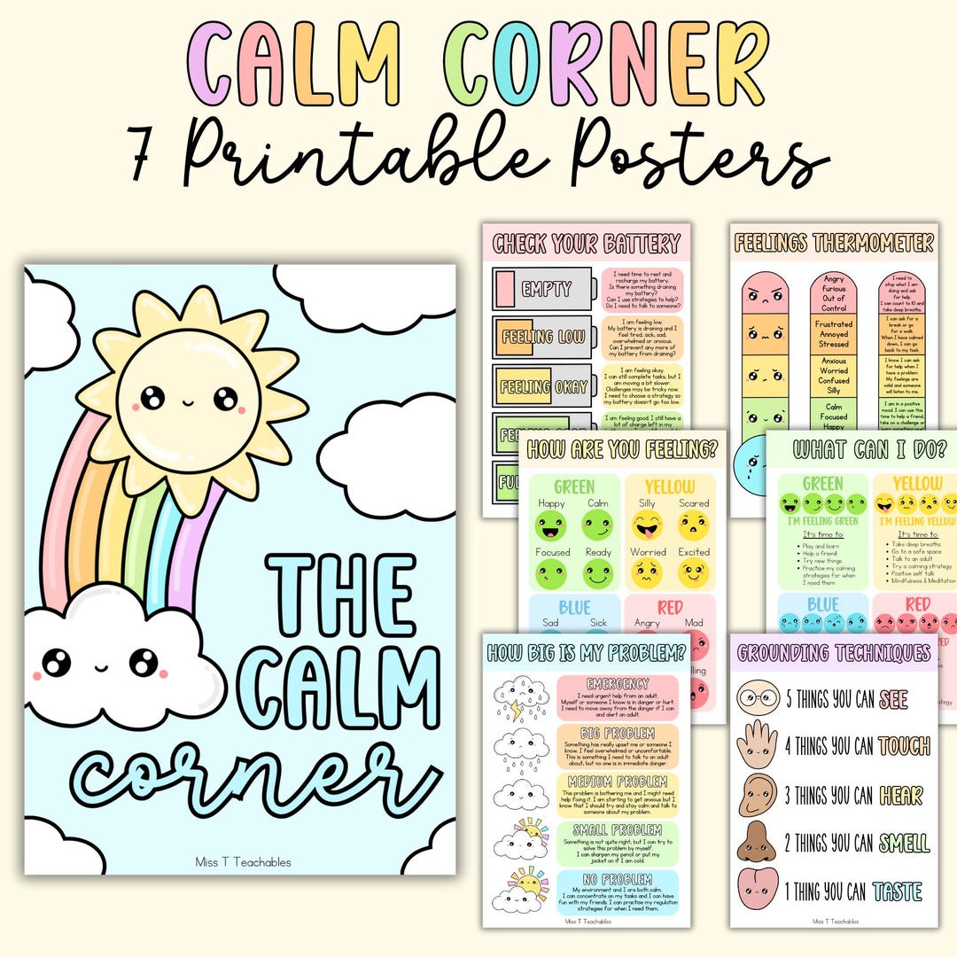 DIGITAL Calm Corner Display Pack, Classroom Decor, Areas of Self ...