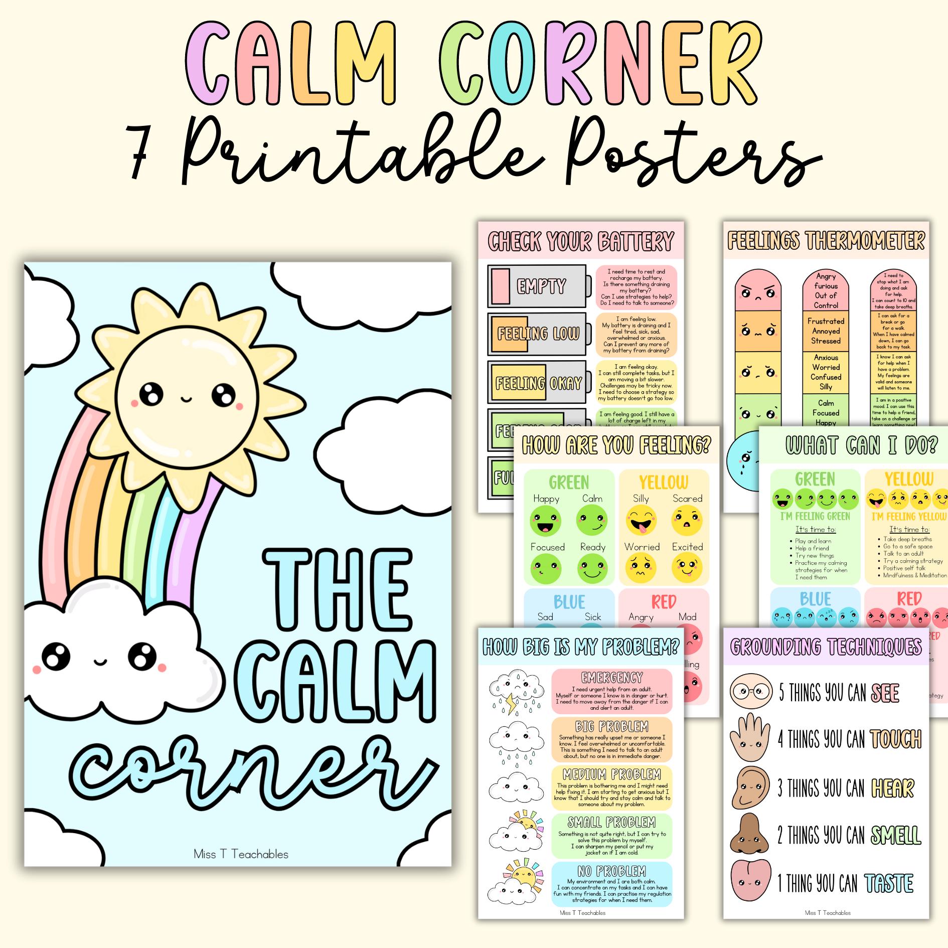 DIGITAL Calm Corner Display Pack, Classroom Decor, Areas of Self ...
