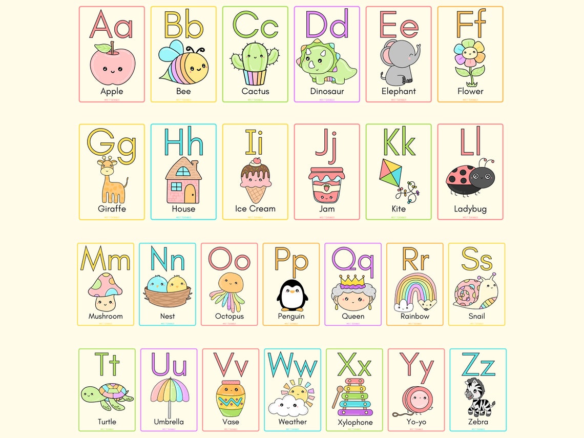 DIGITAL Alphabet Posters, Printable Wall Art, ABC Poster, Kids Room ...