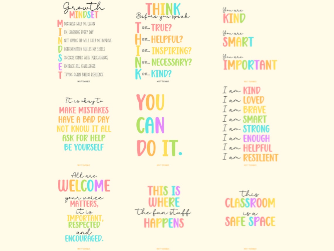 DIGITAL Positive Affirmations Poster, Classroom Art, Motivational ...