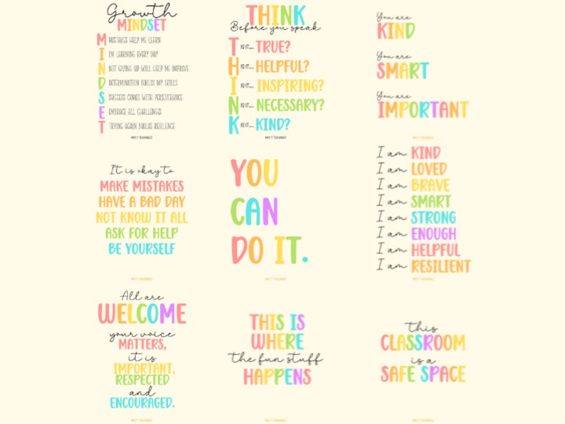 DIGITAL Positive Affirmations Poster, Classroom Art, Motivational ...
