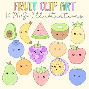 DIGITAL Fruit Clip Art, Happy Fruits, Teacher Printable, Classroom ...